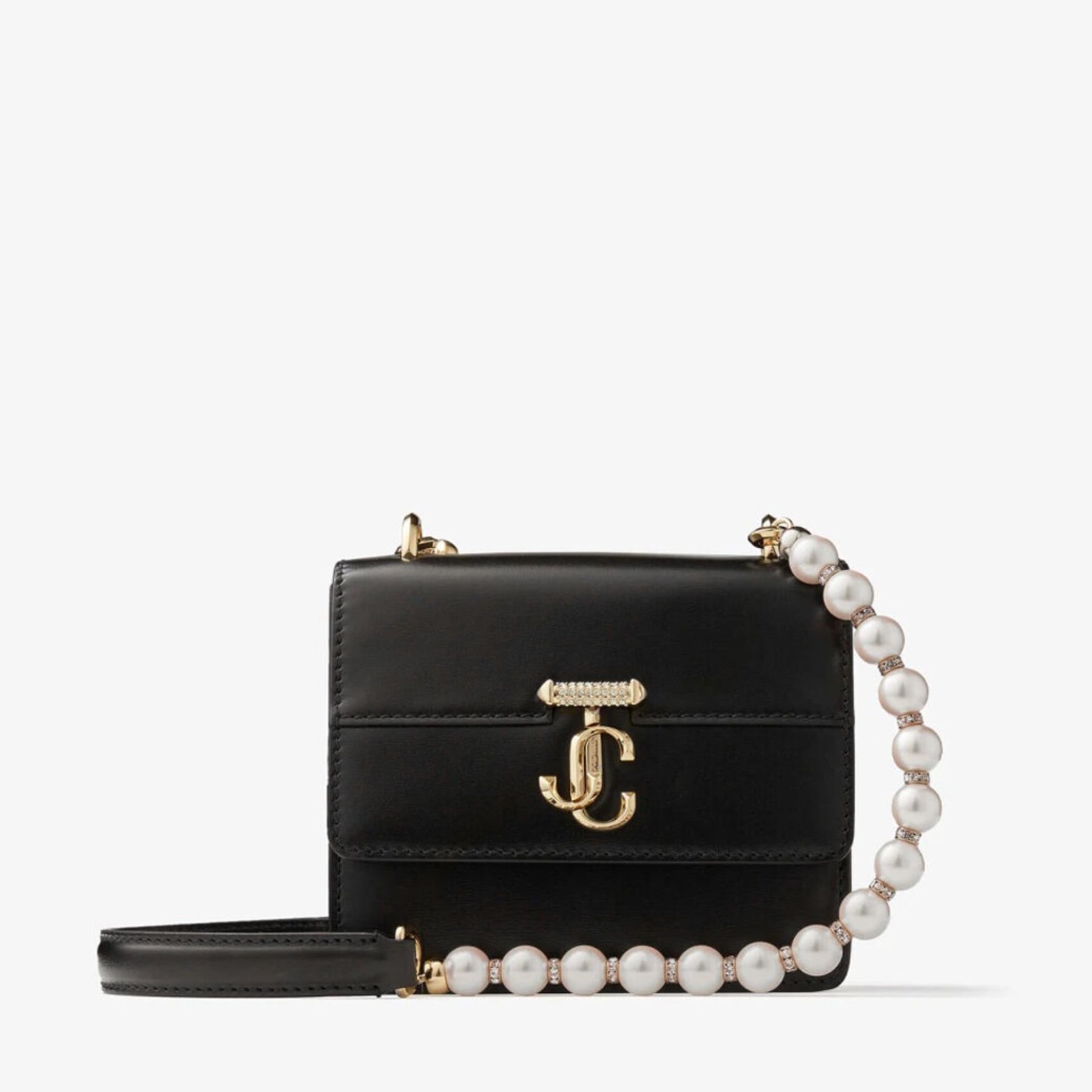 Jimmy Choo ストライプパーティーバッグ Jimmy Choo Avenue Quad Xs Shoulder Bag - Black/Light Gold
